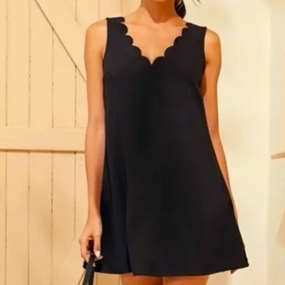 Everly | Dresses | Everly Power Blue Aline Dress With Scolloped ...